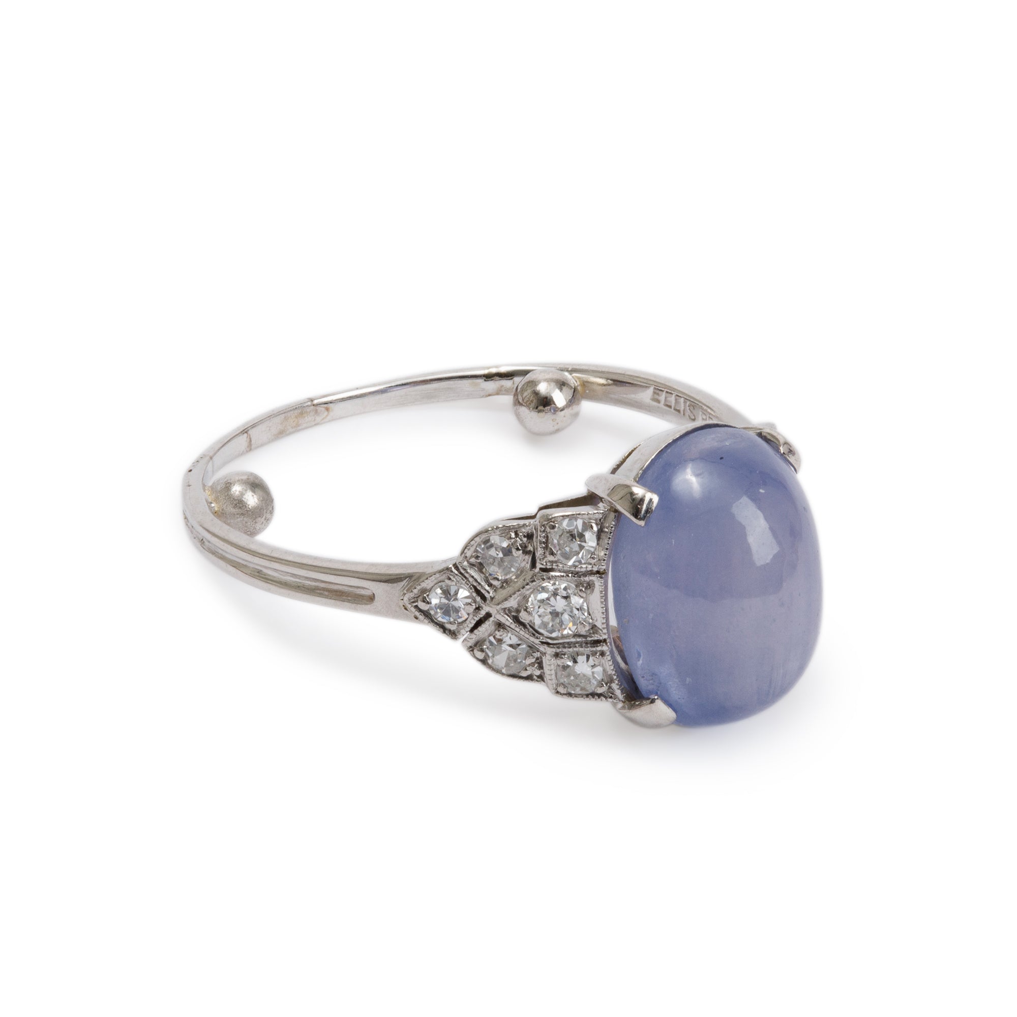 18k White Gold Star Sapphire & Diamond Cocktail Ring, Size 6 – Oliver ...