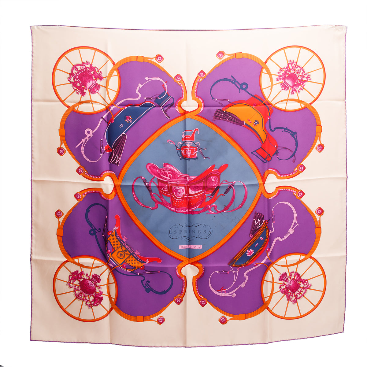 Hermes Purple/Multicolor 'Springs' Silk Scarf 90 w/ Box – OLIVER'S