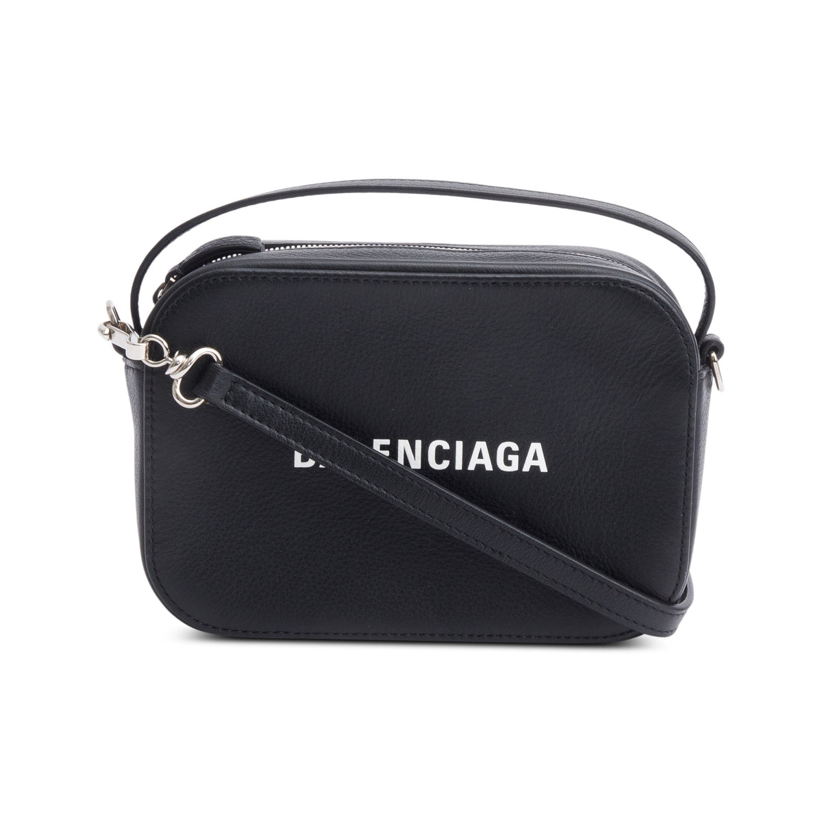 Balenciaga Black Calfskin Leather Logo Mini Cash Crossbody w/ Strap ...