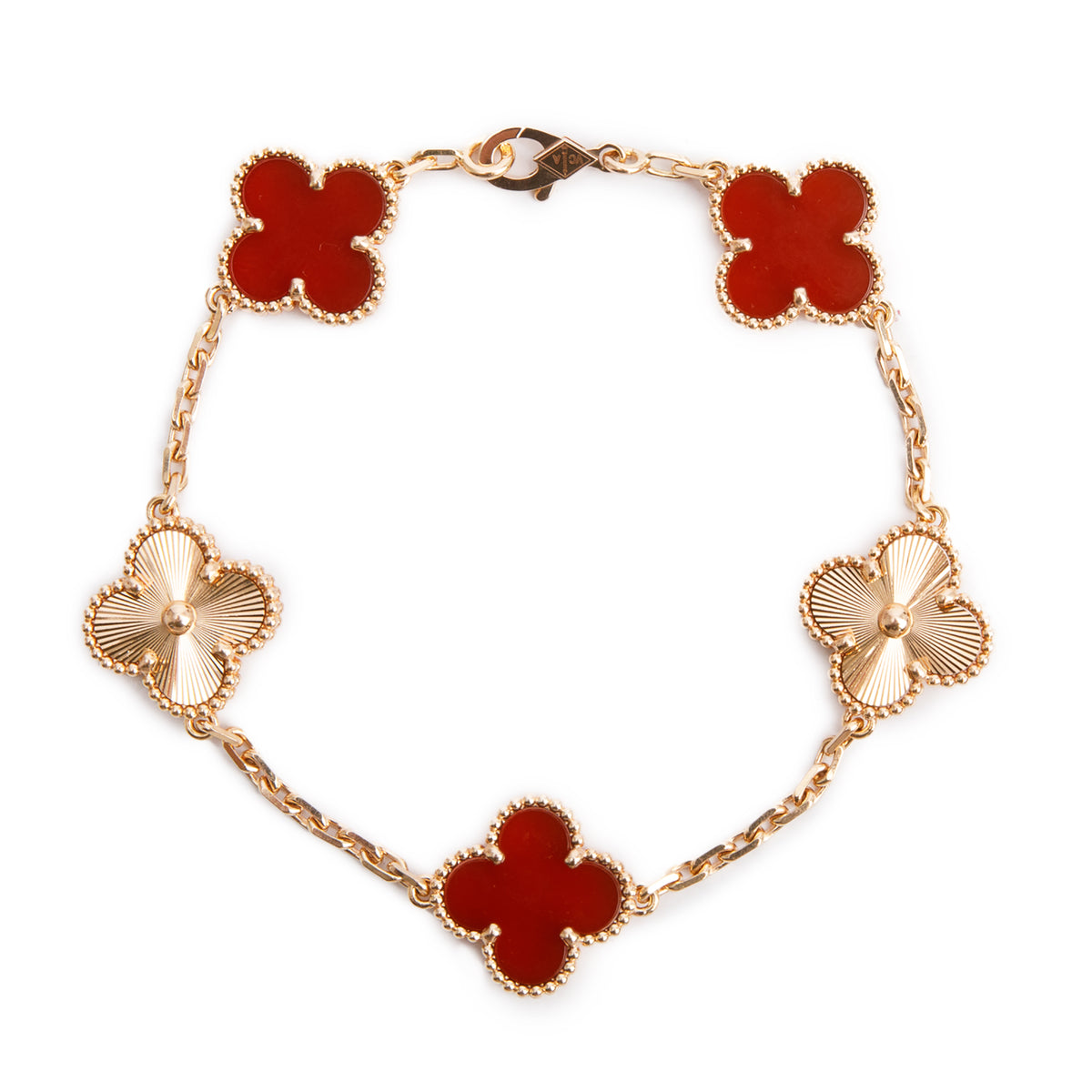 Van Cleef & Arpels 2023 18k Rose Gold Vintage Alhambra 5 Motif Carneli ...