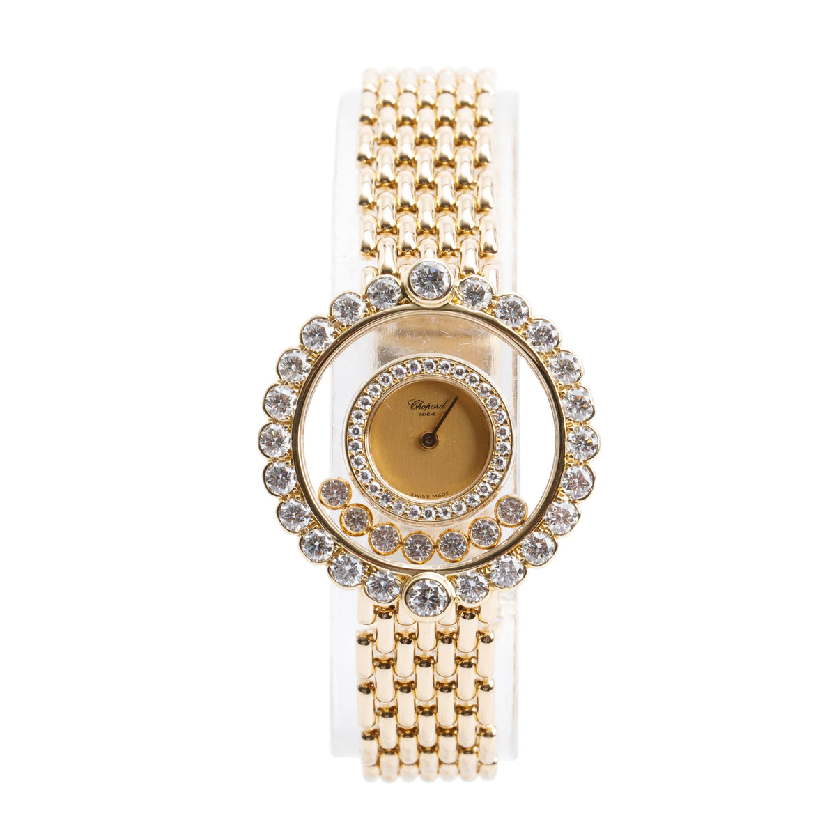Chopard 18k Yellow Gold Diamond 27 MM Happy Diamonds Watch 4097 – OLIVER'S