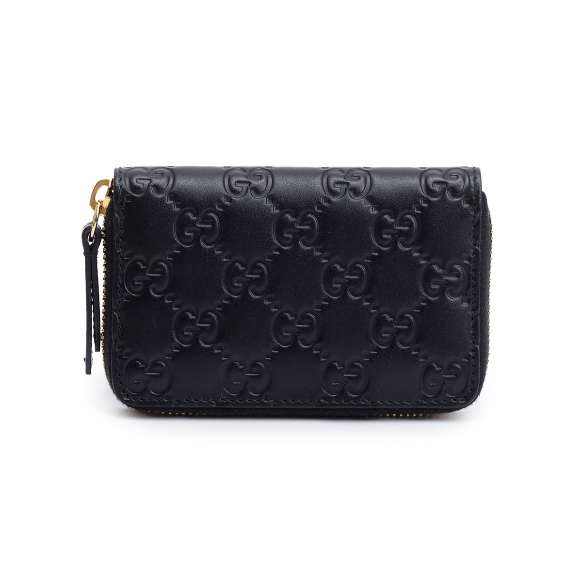 Gucci Black Guccissima Leather Zip Around Card Case w/ Box & Receipt ...