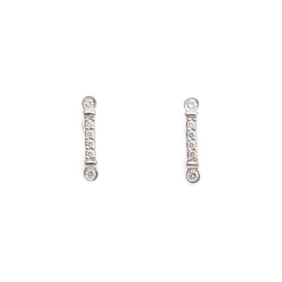 Tiffany & Co. Platinum Diamond Fleur de Lis Key Bar Earrings w/ Box ...