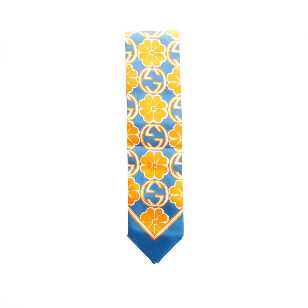 Gucci Blue/Orange GG Flower Silk Foily Skinny Scarf w/ Box – OLIVER'S