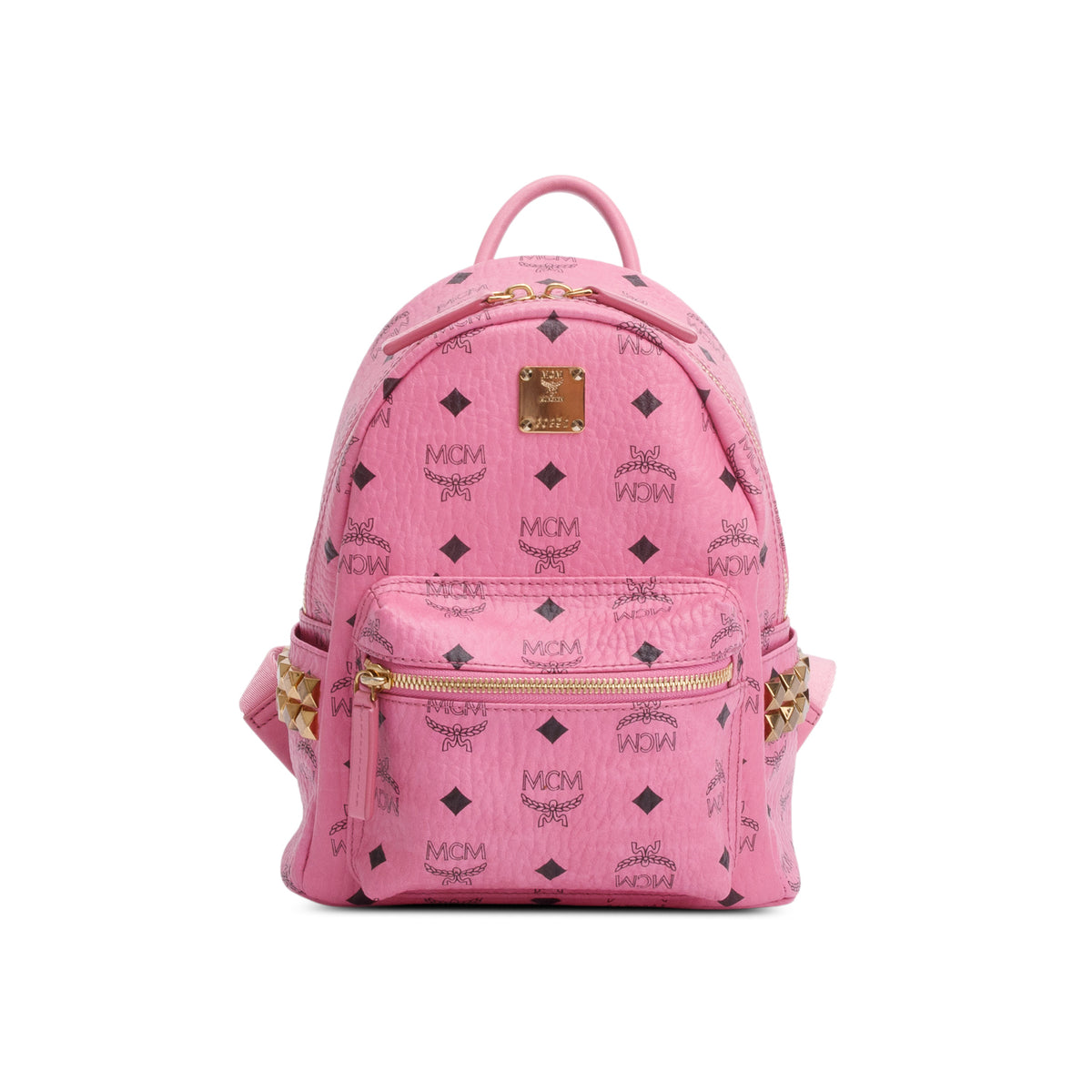 MCM Pink Visetos Side Studs Mini Stark Backpack – OLIVER'S