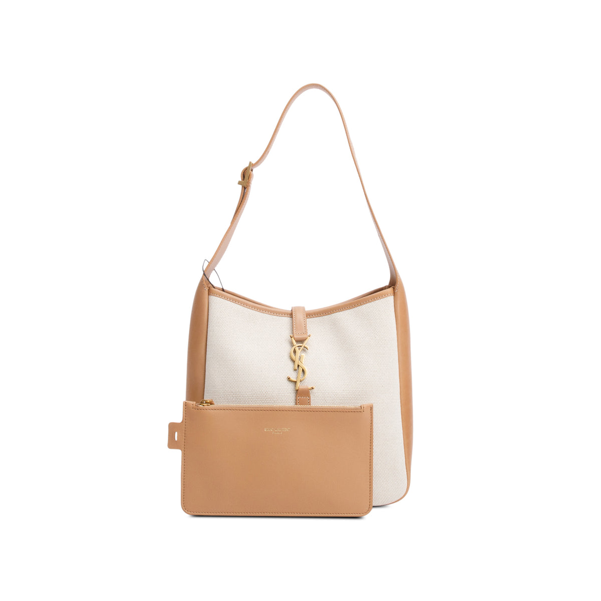 Saint Laurent 2023 Beige Smooth Calfskin Leather & Natural Canvas Smal ...