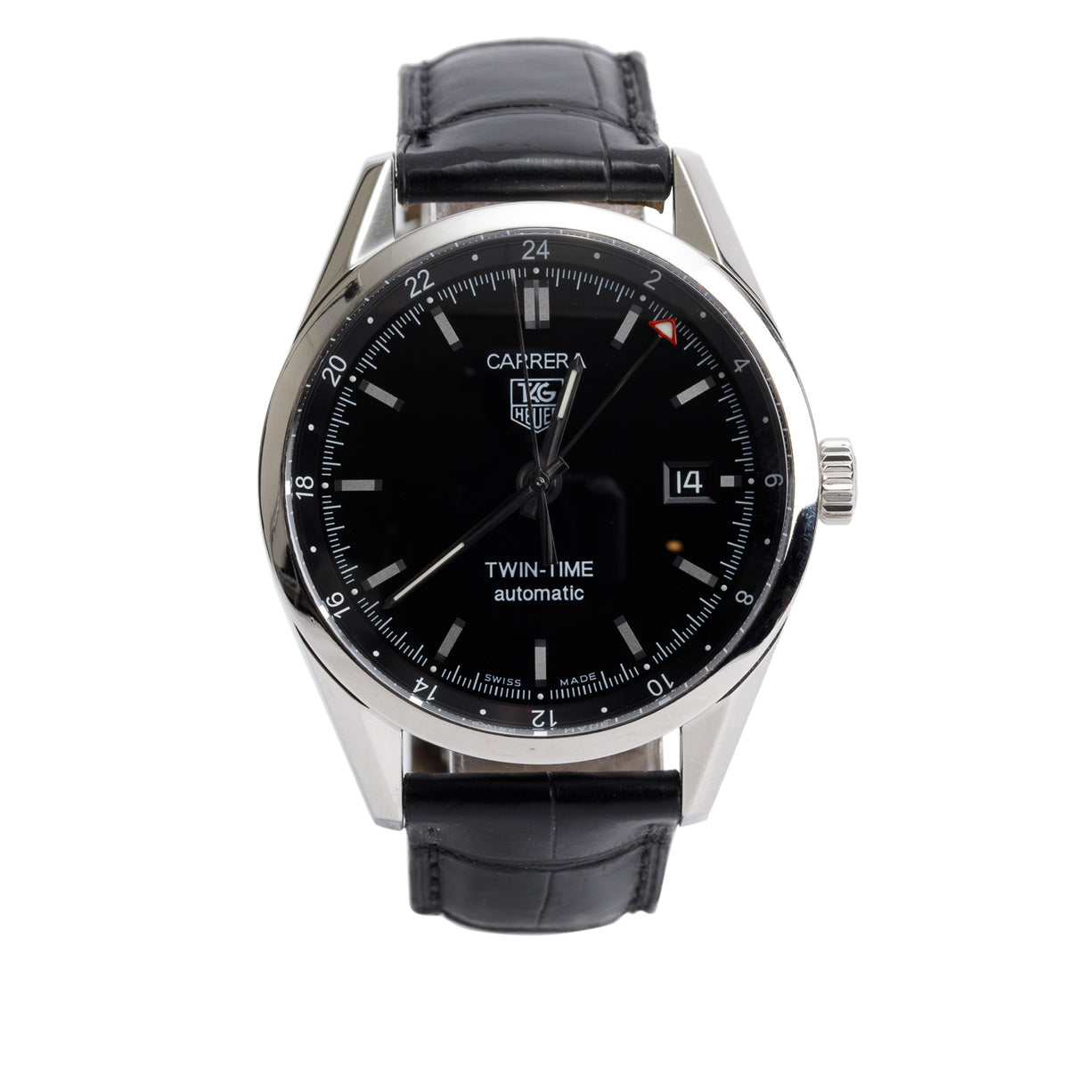 Tag Heuer Stainless Steel Carrera Twin-Time 39 MM Automatic Watch WV21 ...