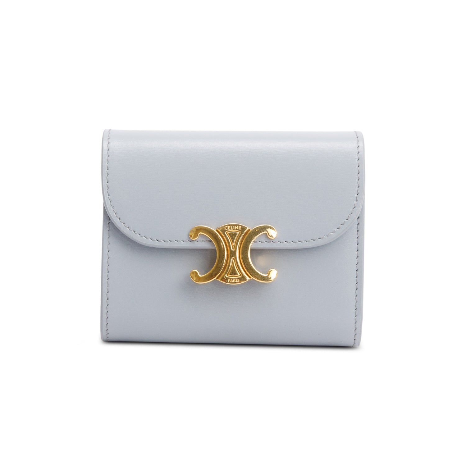 Celine 2023 Blue Leather Small Flap Triomphe Wallet w/ Box & Receipt ...