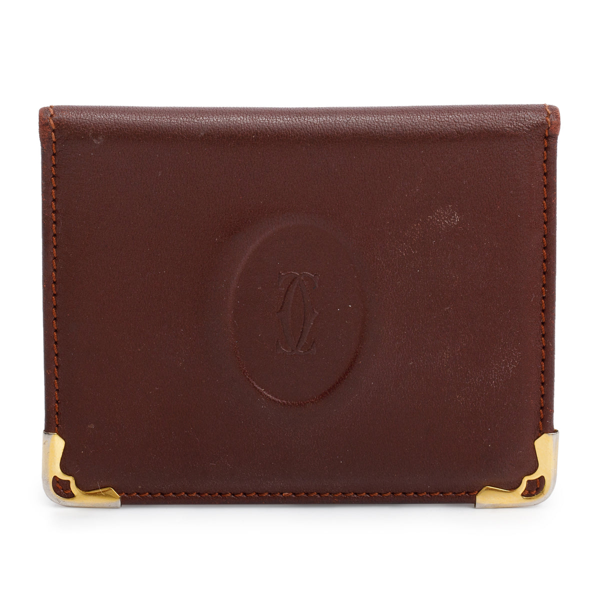 Cartier Burgundy Calfskin Leather C De Cartier Compact Mirror Card Cas ...