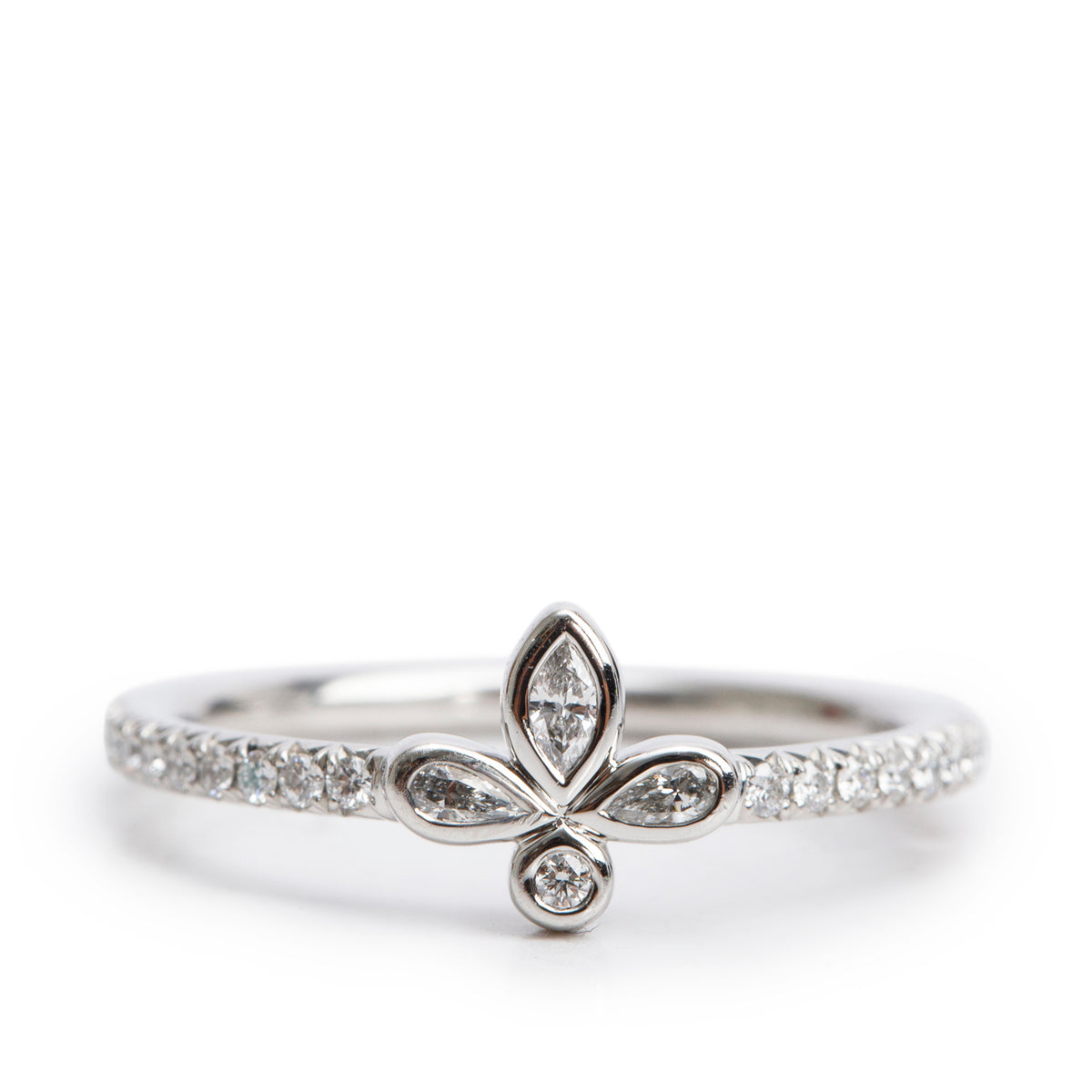 Tiffany & Co. Platinum Diamond Fleur de Lis Ring, Size 5 w/ Box – OLIVER'S