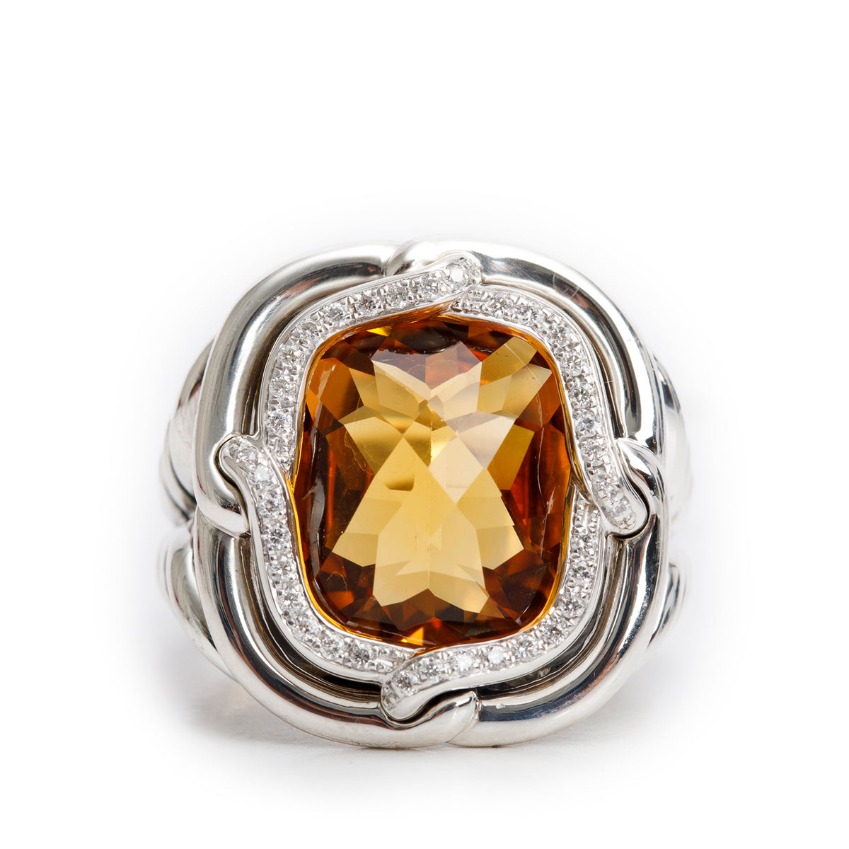 David Yurman Sterling Silver Citrine & Diamond Labyrinth Ring, Size 7 ...