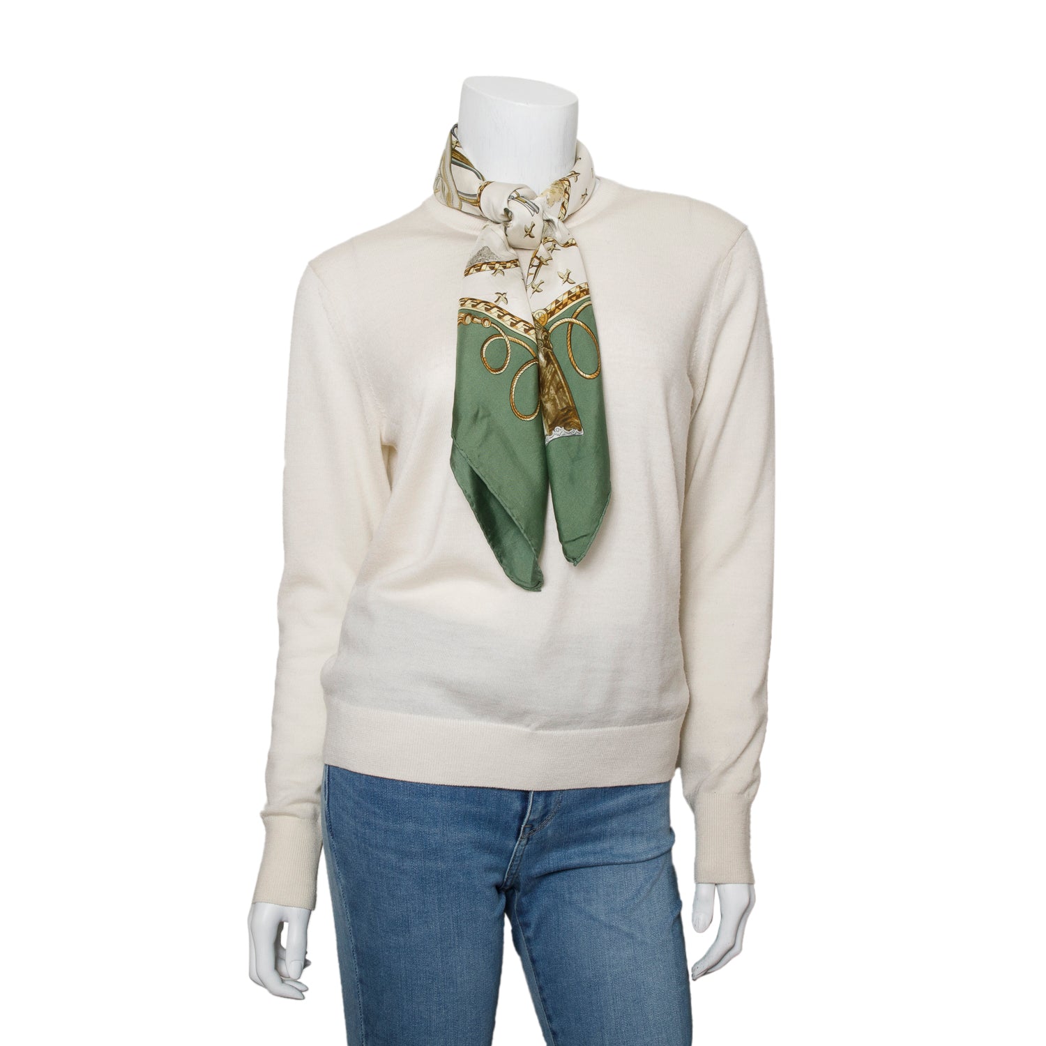 Hermes Green/Multicolor 'La Chase A Tir' Silk Scarf 90 – OLIVER'S