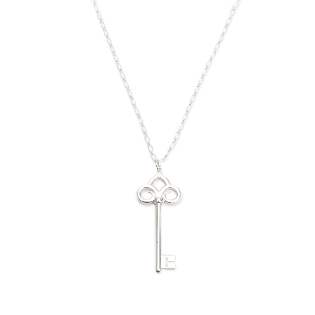 Tiffany & Co. Sterling Silver Large Fleur de Lis Key Pendant Necklace ...