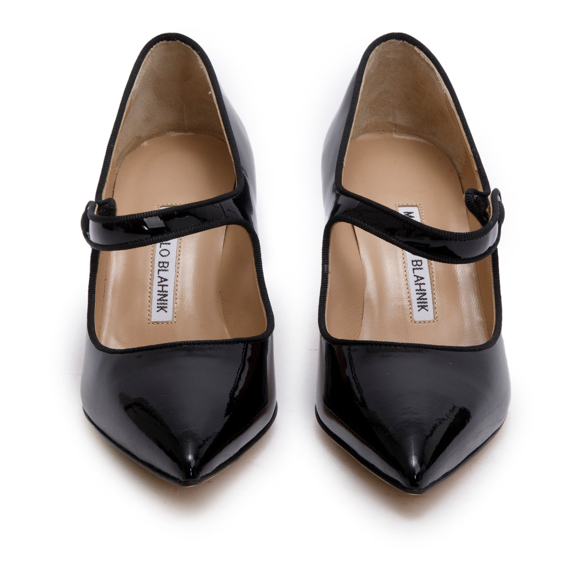 Manolo Blahnik Black Patent Leather Camparinew Pointed Toe Pumps, Size ...