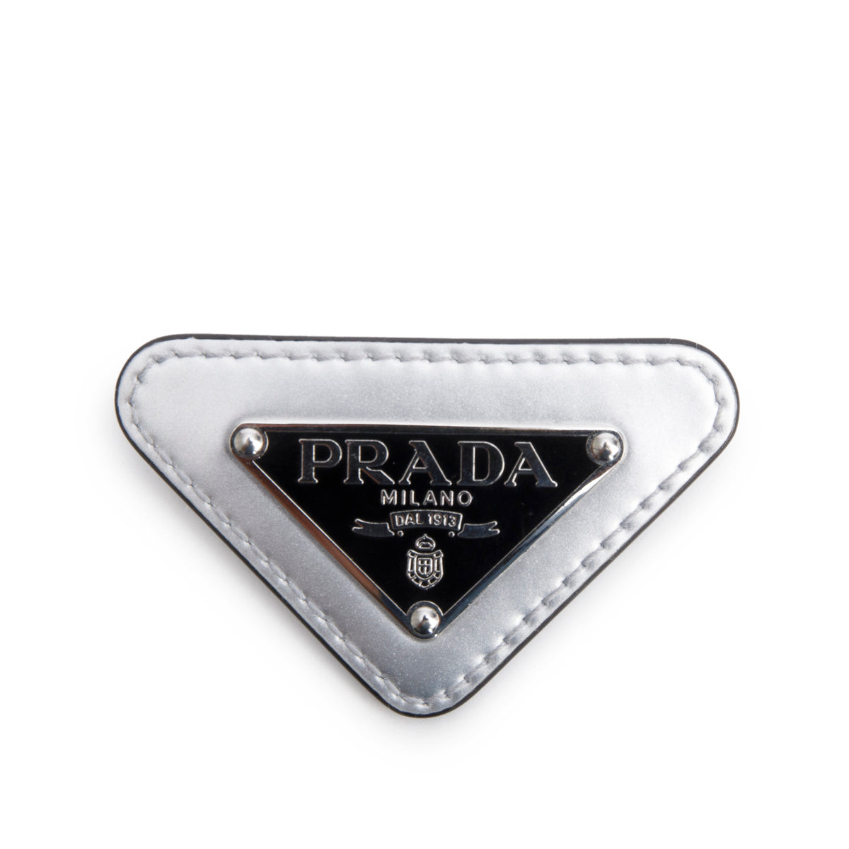 Prada Silver Leather & Enamel Triangle Pin Brooch – OLIVER'S