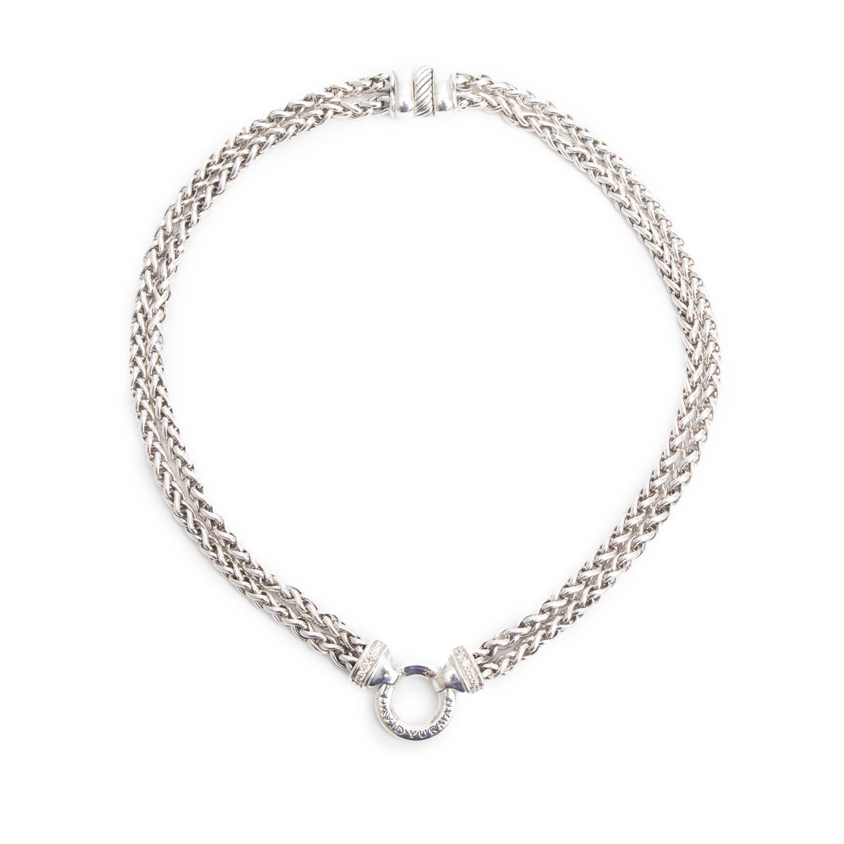 David Yurman Sterling Silver Diamond Double Wheat Chain Necklace – OLIVER'S