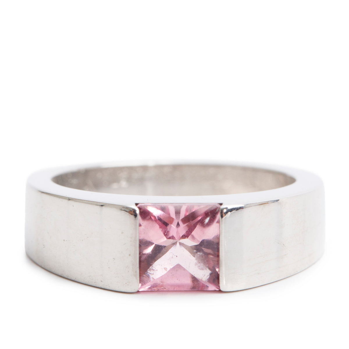 Cartier Vintage 18k White Gold Tank Pink Tourmaline Ring, Size 52 6 ...