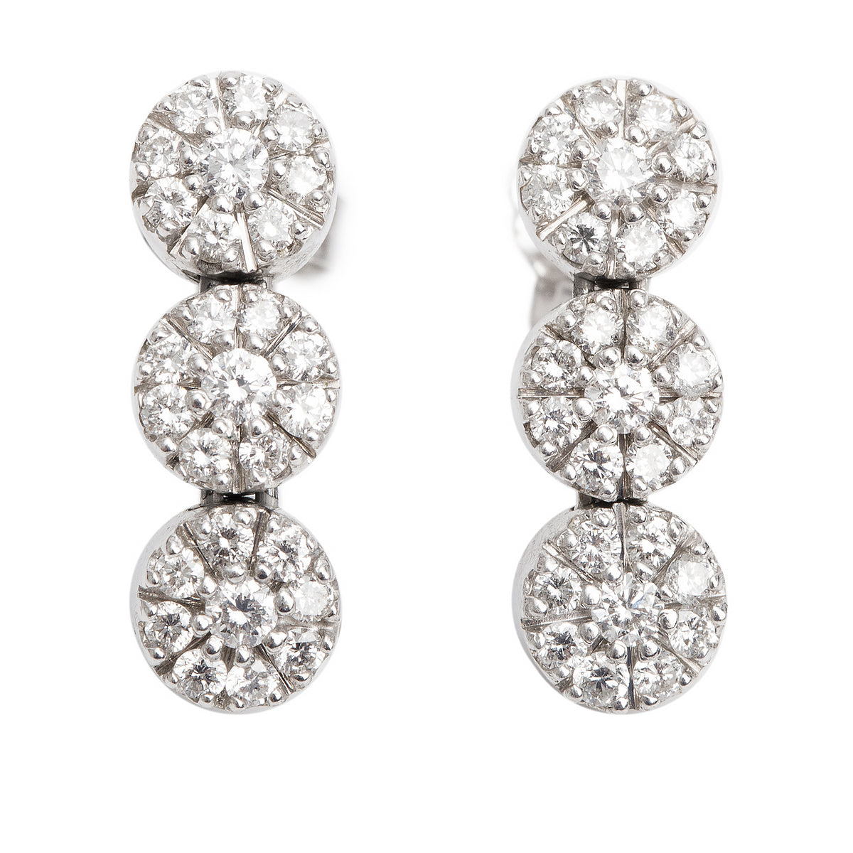 18k White Gold Pave Diamond Movable Earrings – OLIVER'S