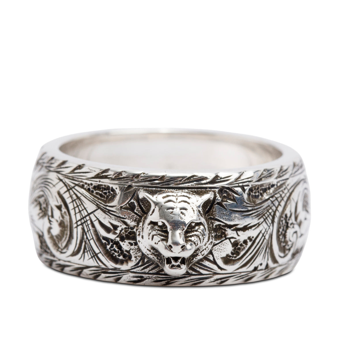 Gucci Sterling Silver Feline Head Band Ring, Size 20 9 w/ Box – OLIVER'S