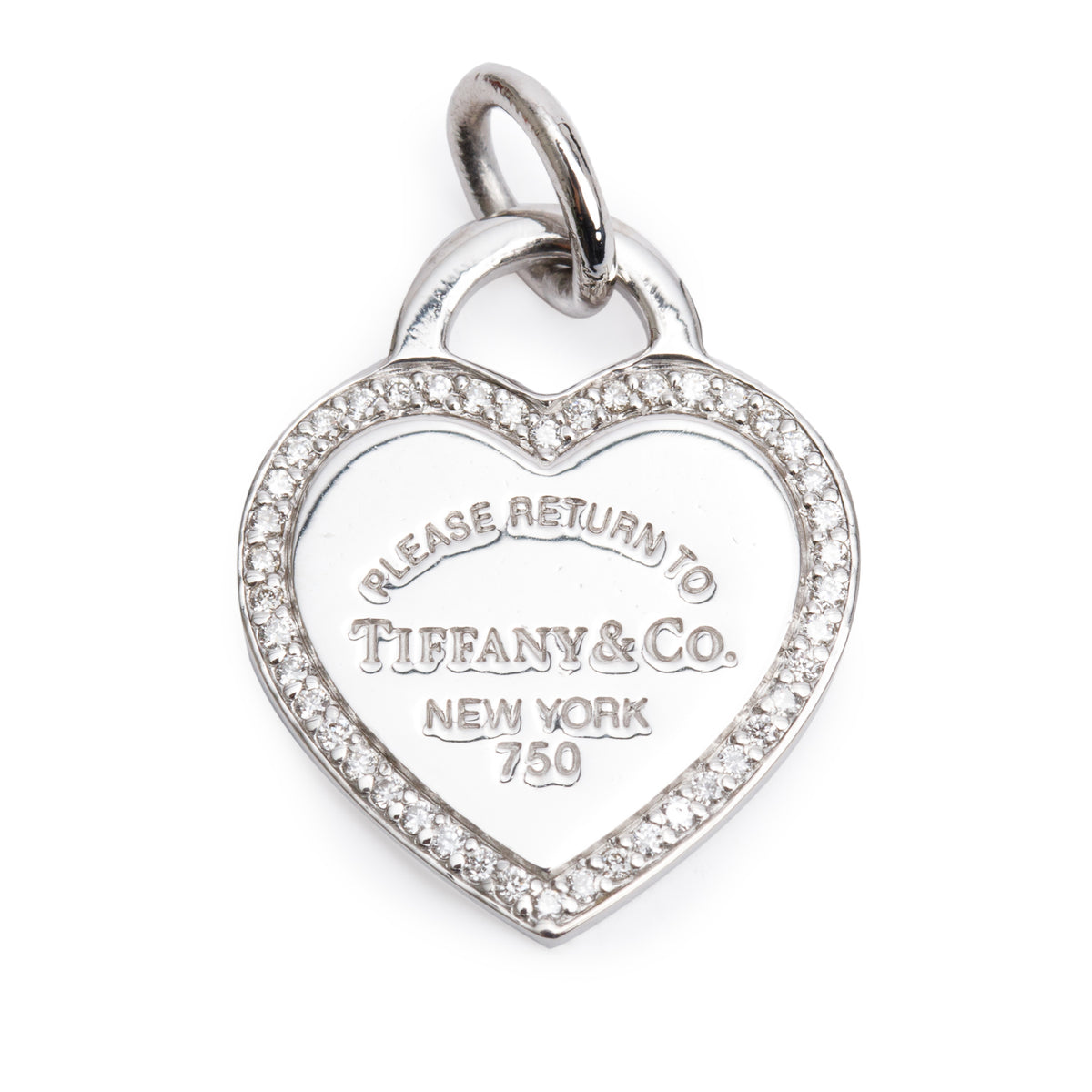 Tiffany & Co. 18k White Gold Diamond Return to Tiffany Small Heart Tag ...