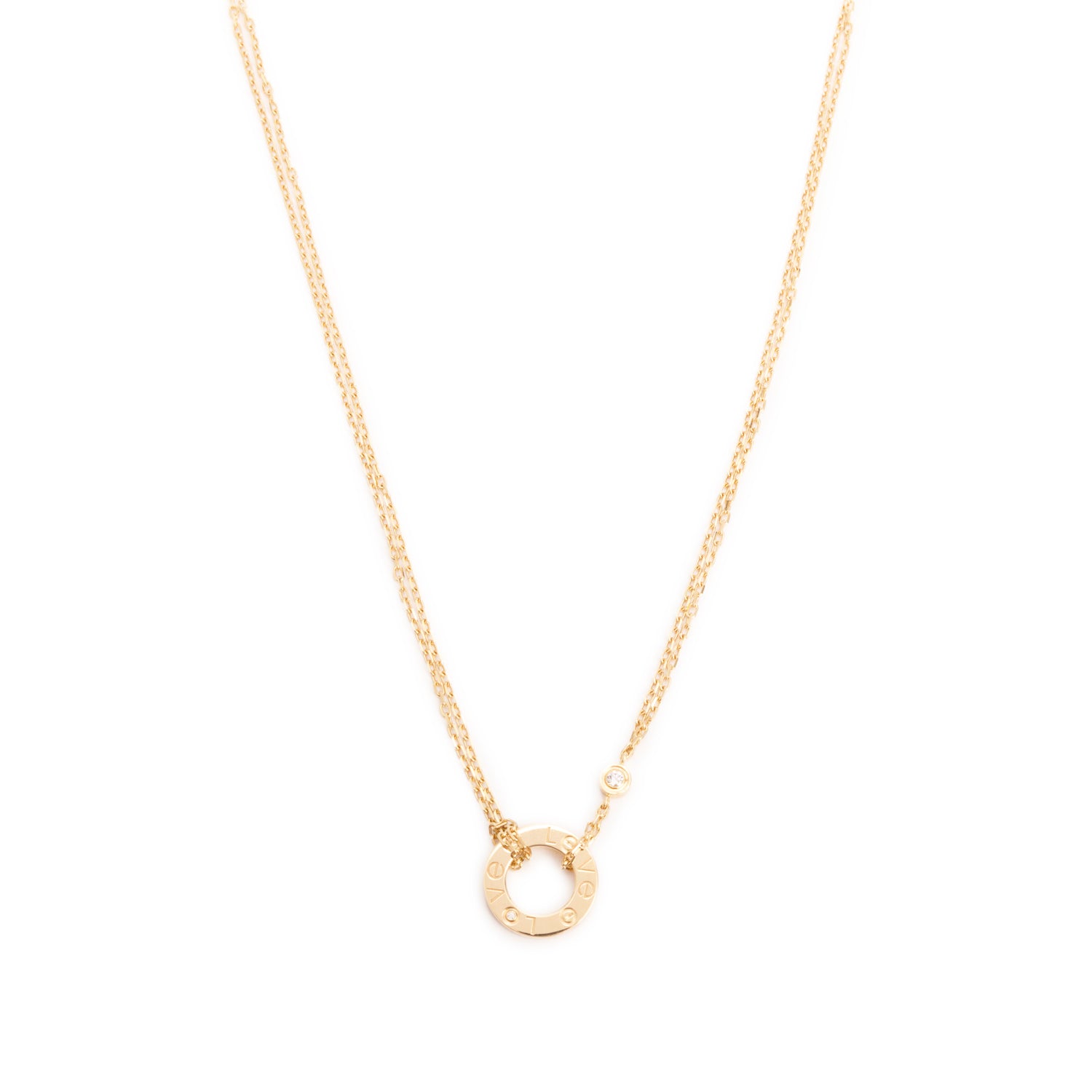 Cartier 18k Yellow Gold 2 Diamond Love Pendant Necklace – OLIVER'S