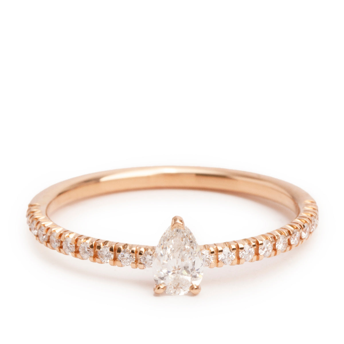 Cartier 18k Rose Gold Pear Shaped Diamond Etincelle de Cartier Ring, S ...