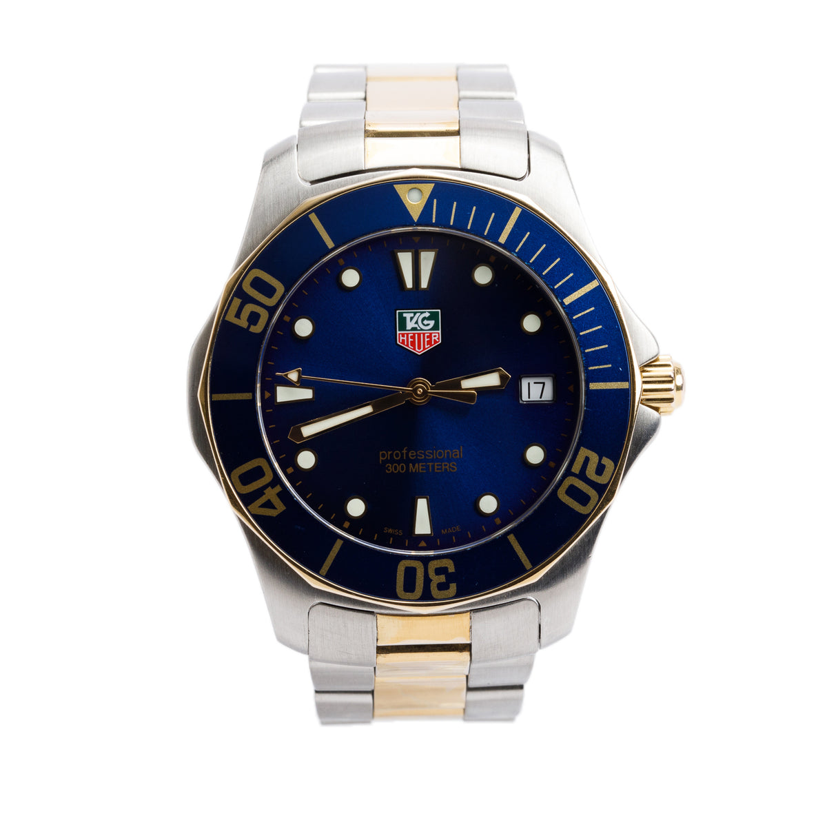 Tag Heuer Two-Tone Stainless Steel Aquaracer 39 MM Watch Blue Dial WAB ...