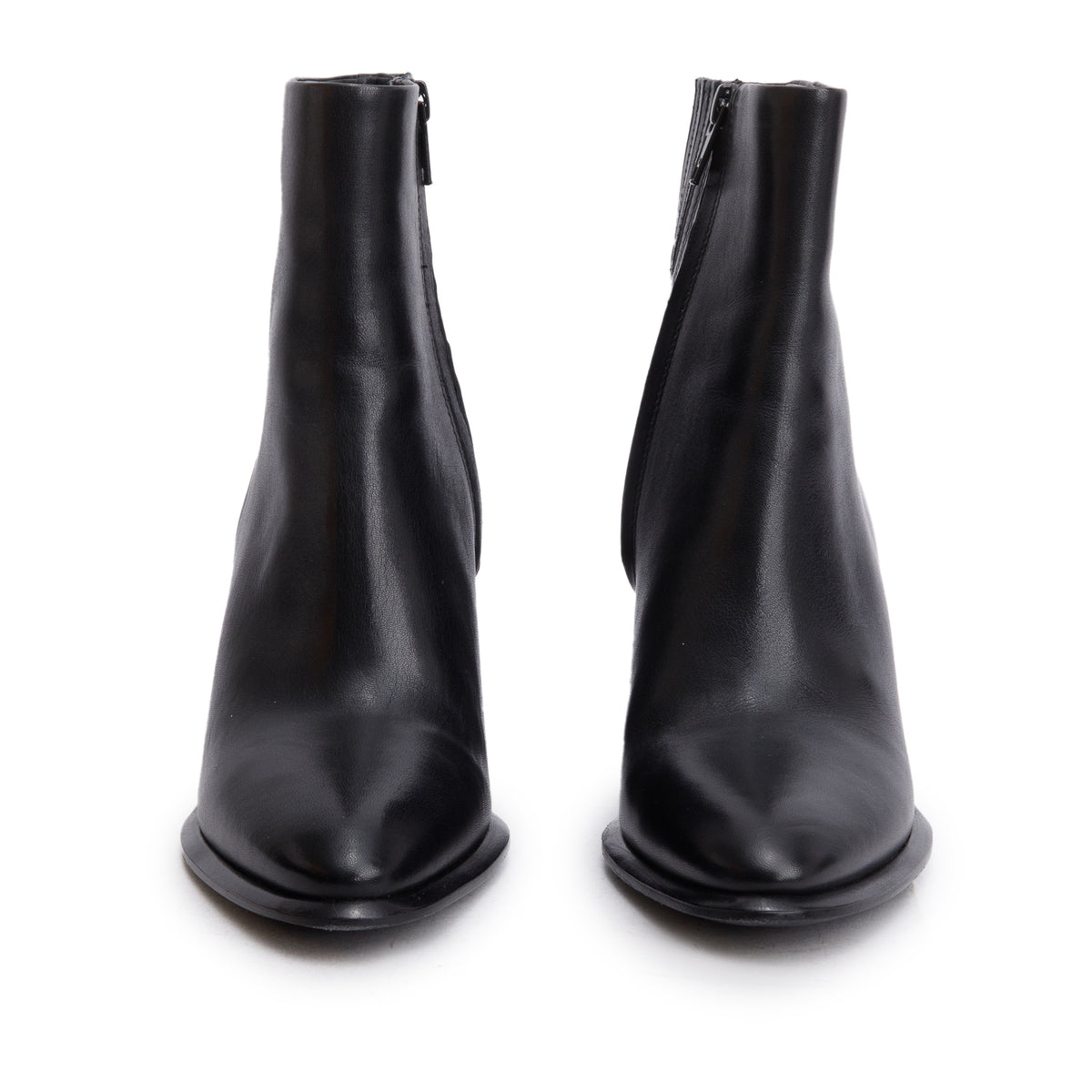 Alexander Wang Black Shiny Calfskin Anna Calf Booties, Size 36.5 w/ Bo ...