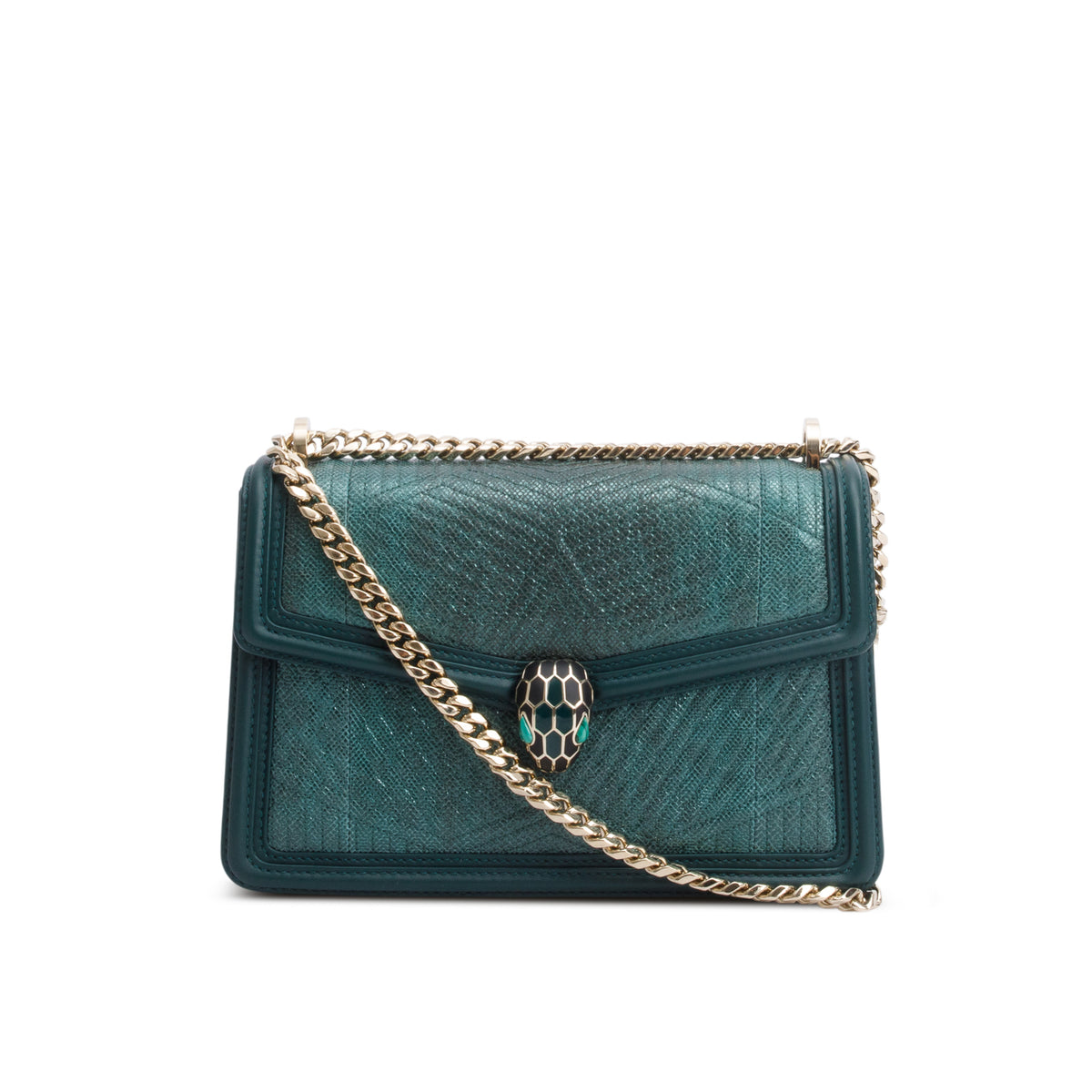 Bulgari Green Python Serpenti Forever Shoulder Bag w/ Authenticity Car ...