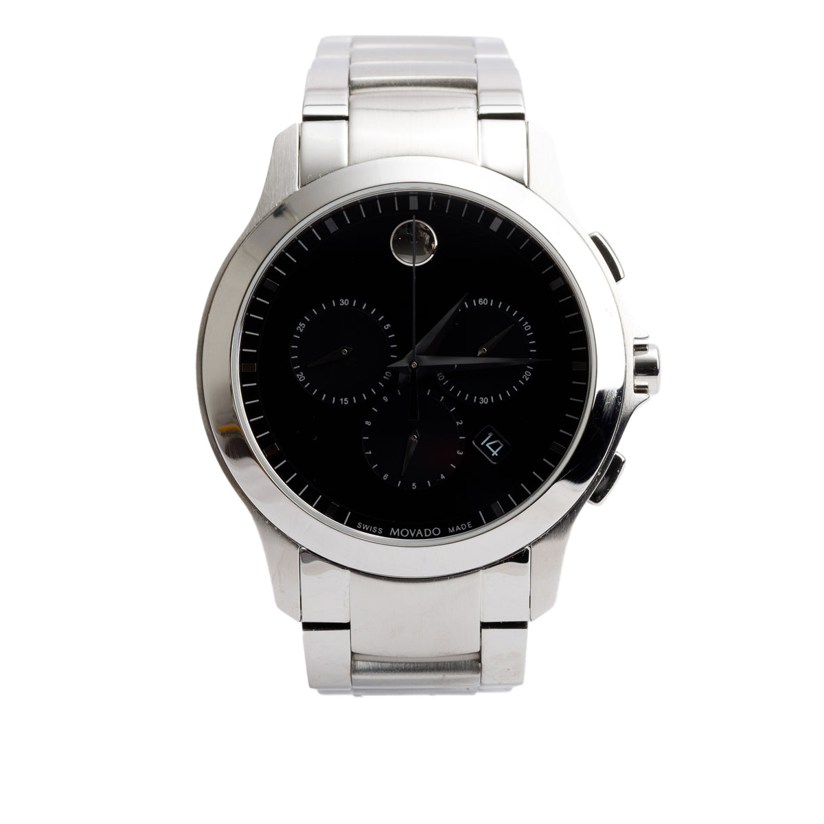 Movado Stainless Steel Masino 42 MM Quartz Chronograph Watch Black Dia ...