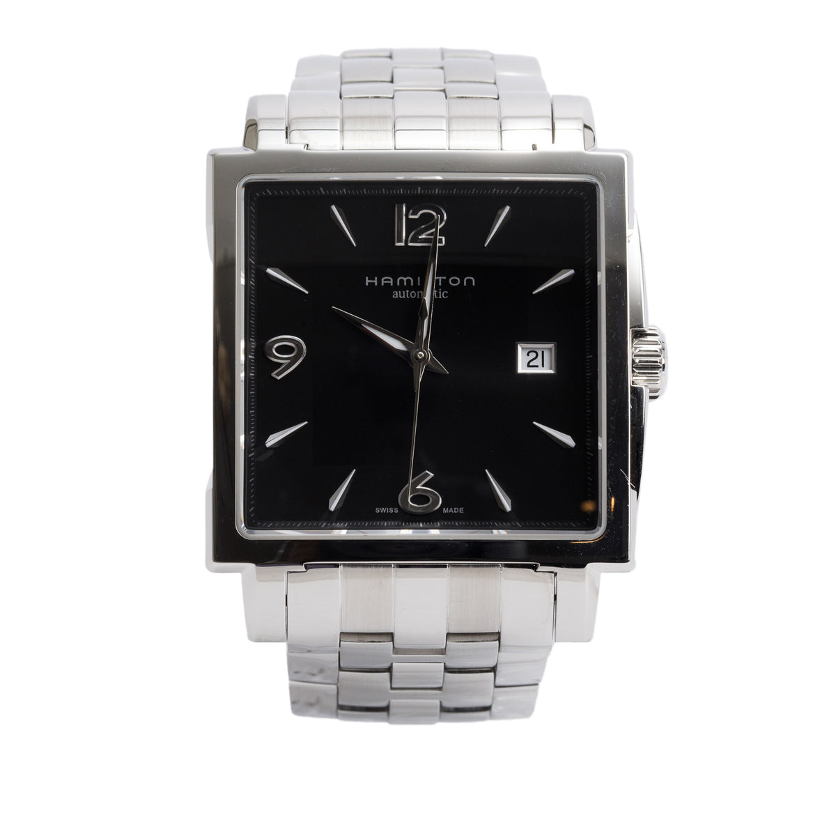 Hamilton Stainless Steel Jazzmaster Classic Square Automatic Watch H32 ...
