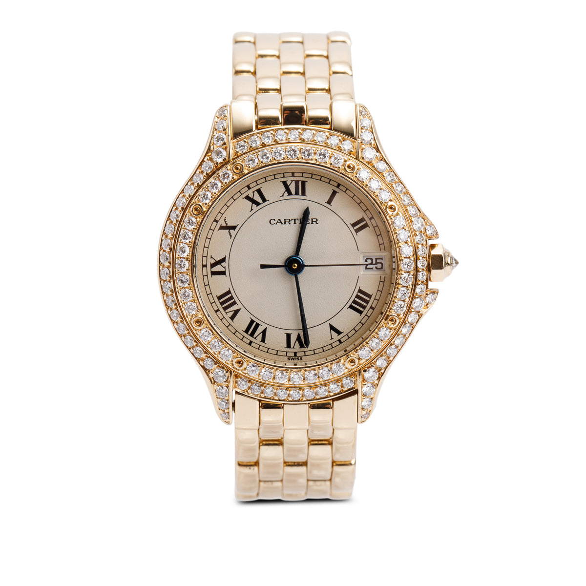 Cartier 18k Yellow Gold Diamond Bezel Cougar Figaro 26 MM Quartz Watch ...