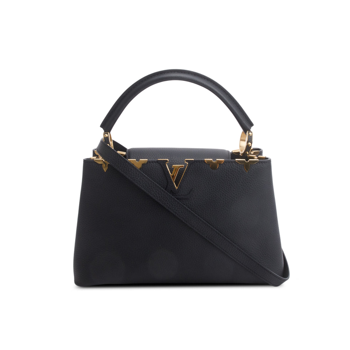 Louis Vuitton Black Taurillon Flower Crown Capucines MM w/ Strap – OLIVER'S