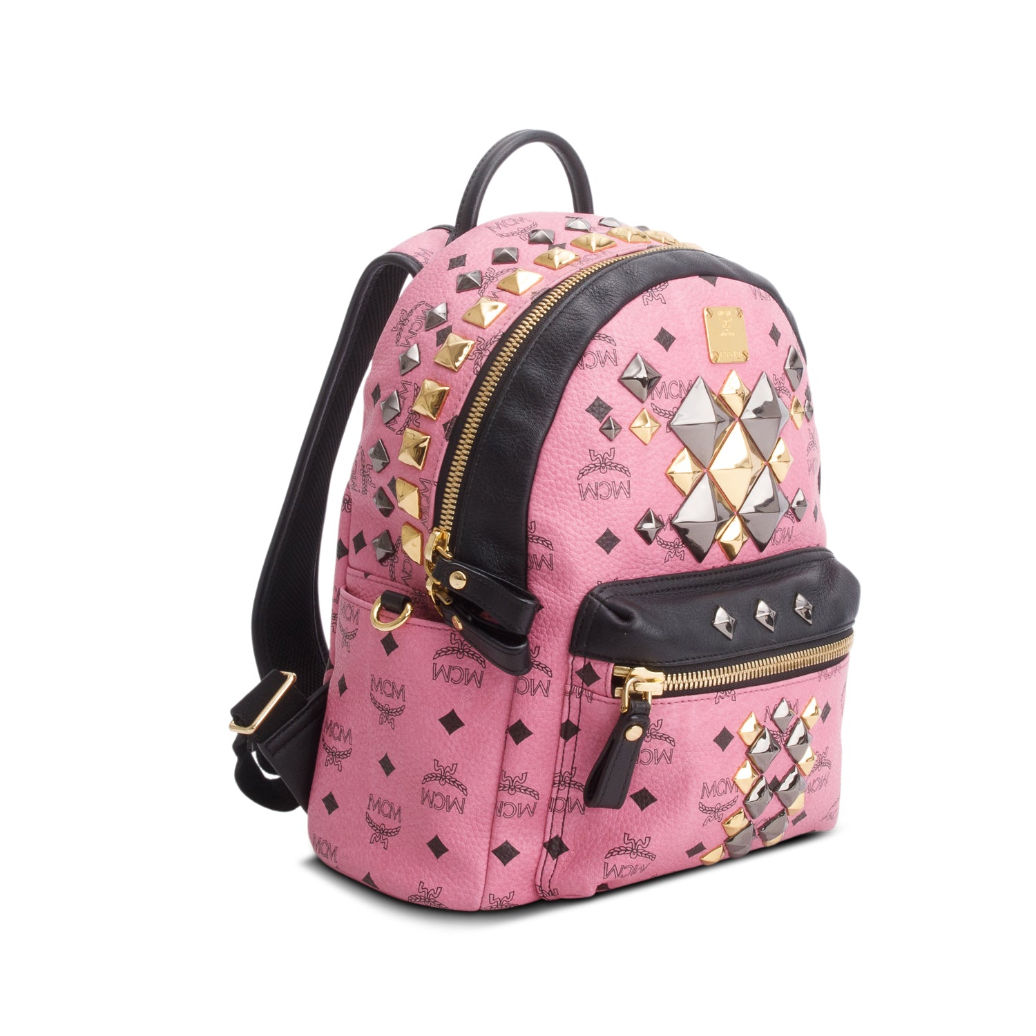 MCM Pink Visetos Small Stark Stud Backpack – OLIVER'S