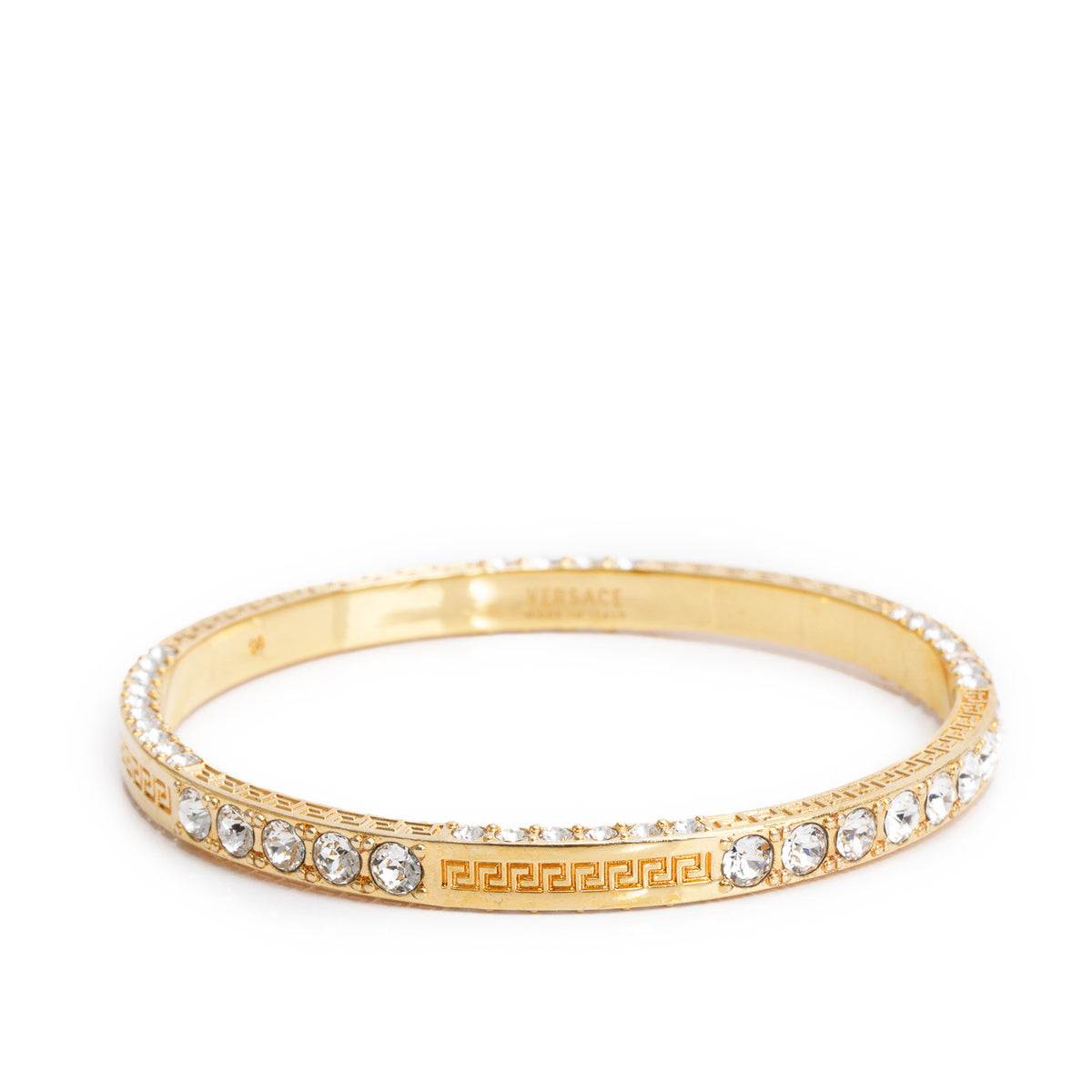 Versace Gold-Plated Crystal Greca Bangle Bracelet – OLIVER'S