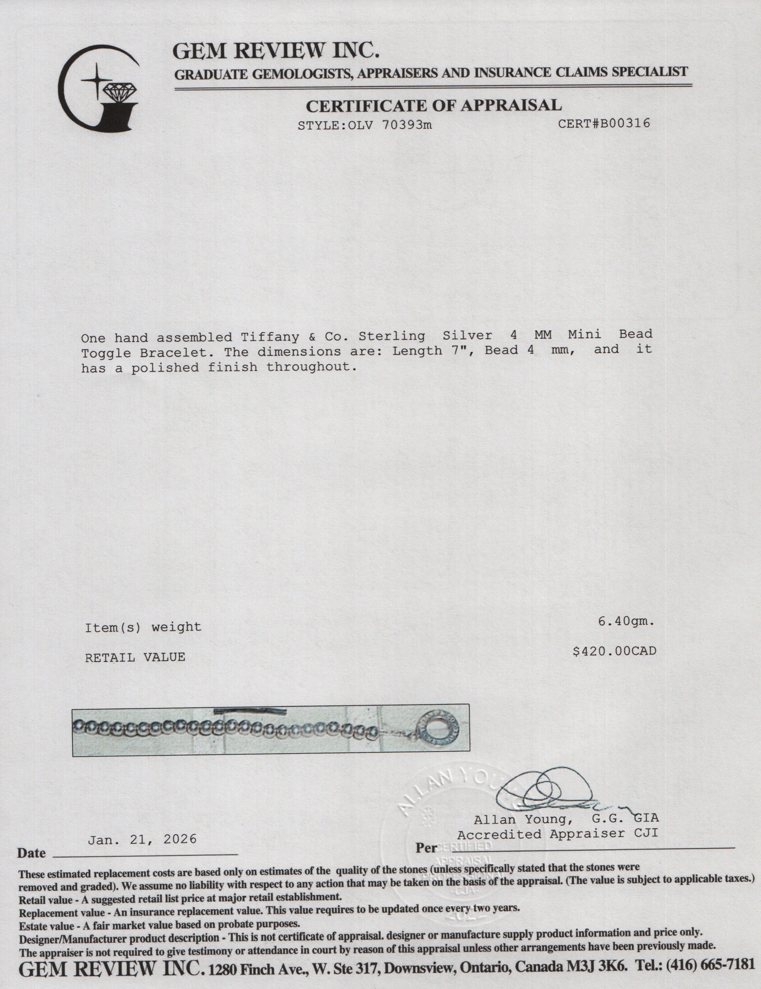 Tiffany & Co. Sterling Silver 4 MM Mini Bead Toggle Bracelet – OLIVER'S