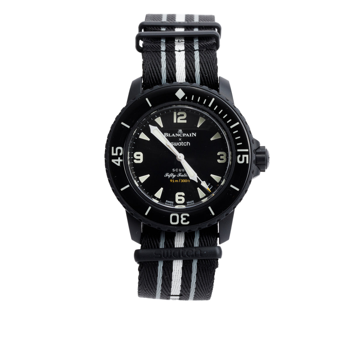 Blancpain X Swatch Bioceramic Ocean of Storms 42 MM Automatic Watch Bl ...