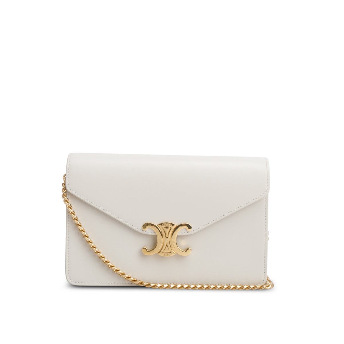 Celine 2025 White Shiny Calfskin Margo Wallet on Chain – OLIVER'S