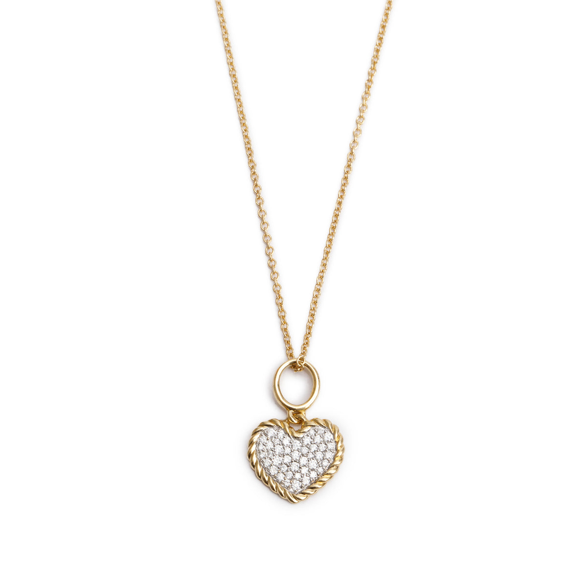 David Yurman 18k Yellow Gold Pave Diamond Cable Collectibles Heart Pen ...
