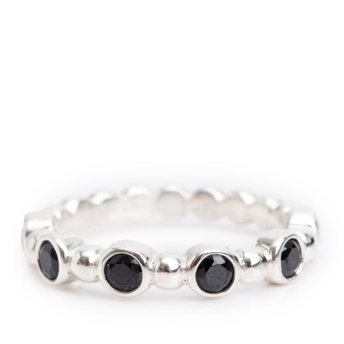 Tiffany & Co. Ziegfeld Sterling Silver Onyx Stack Beaded Ring, Size 7 ...