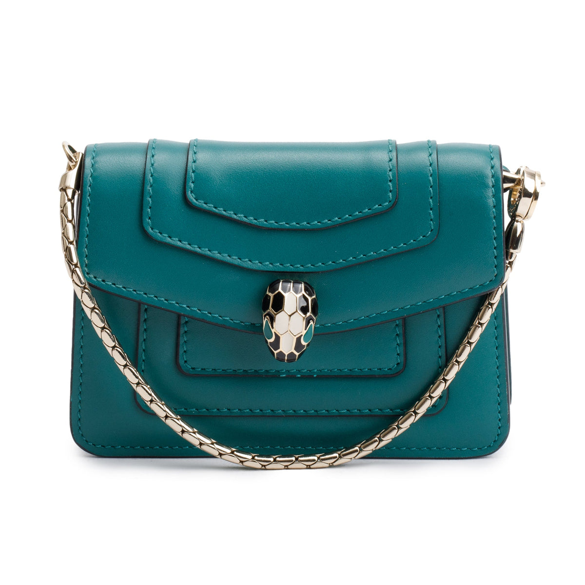 BVLGARI Green Calfskin Leather XXS Serpenti Forever Chain Bag – OLIVER'S