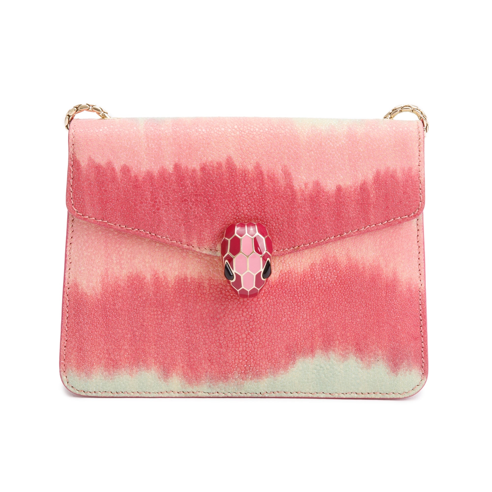BVLGARI Pink Stingray Calfskin Leather Serpenti Forever Crossbody Bag ...