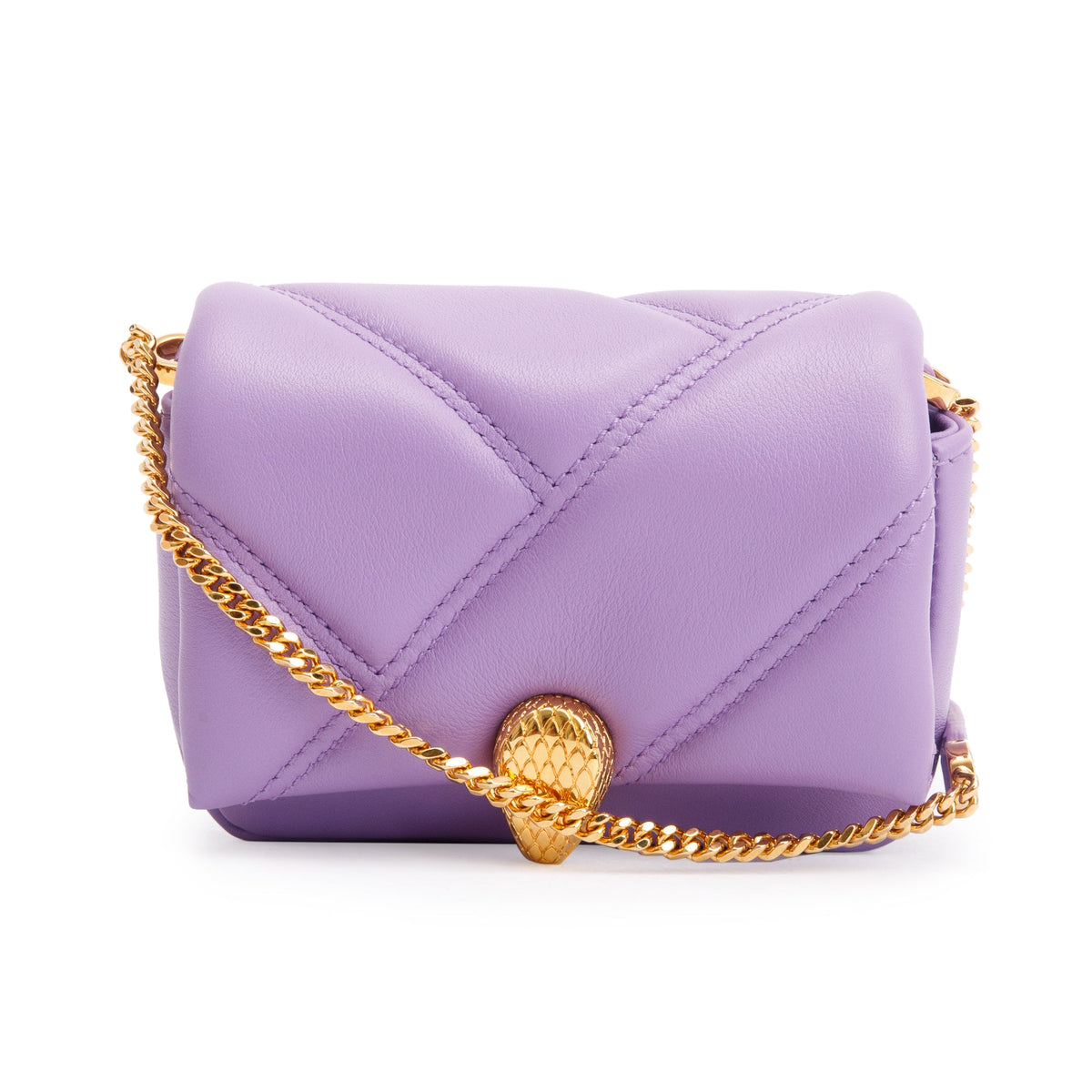 BVLGARI Purple Calfskin Leather Serpenti Cabochon Micro Crossbody Bag ...