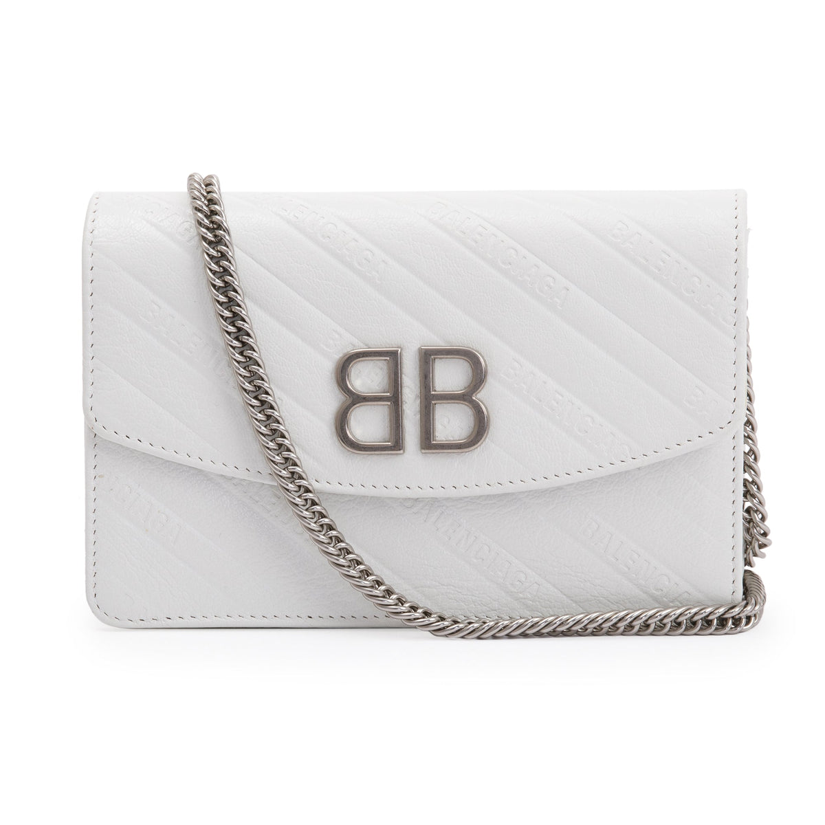 Balenciaga White Calfskin Leather BB Wallet on Chain – OLIVER'S