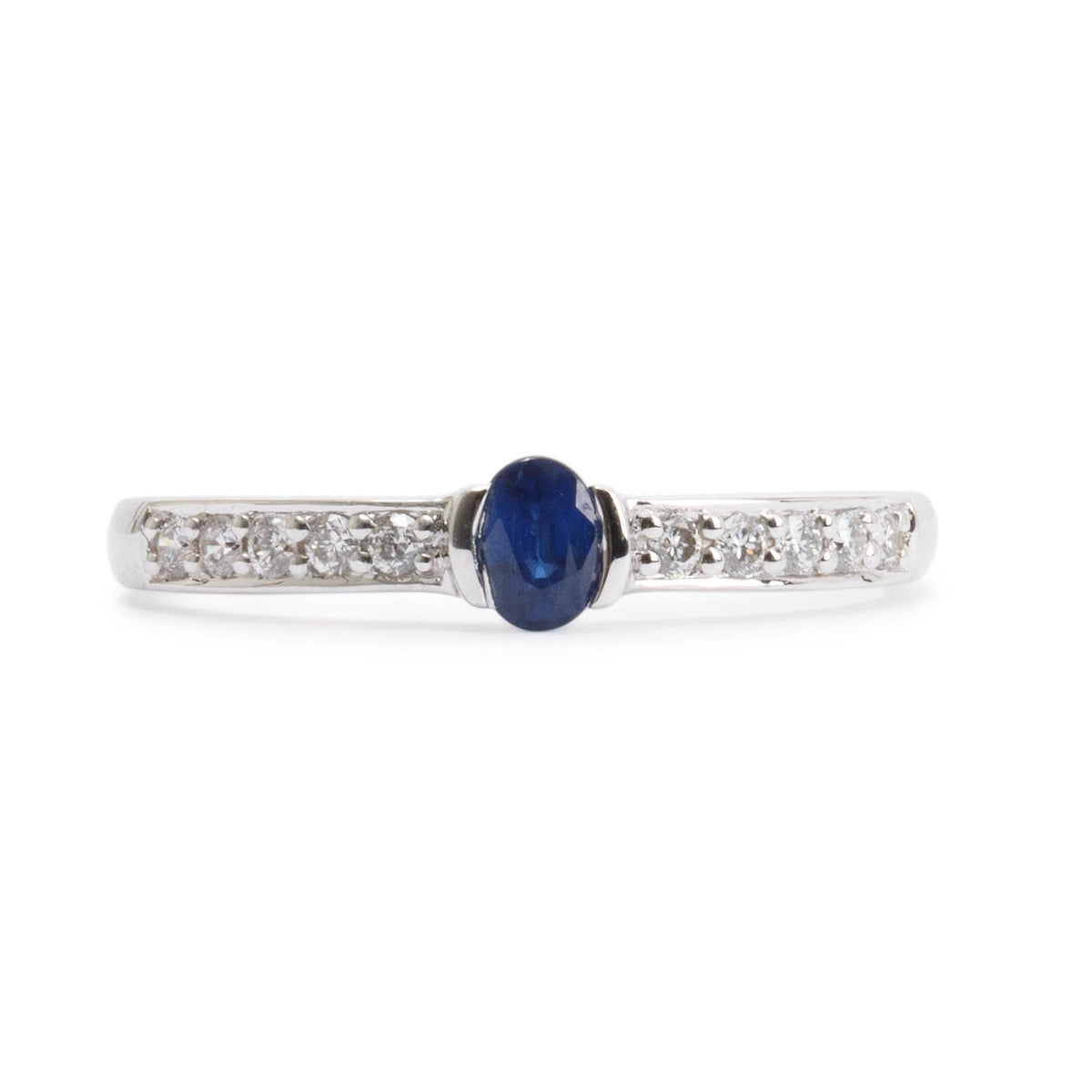 Birks 18k White Gold Sapphire & Diamond Ring w/ Box – OLIVER'S