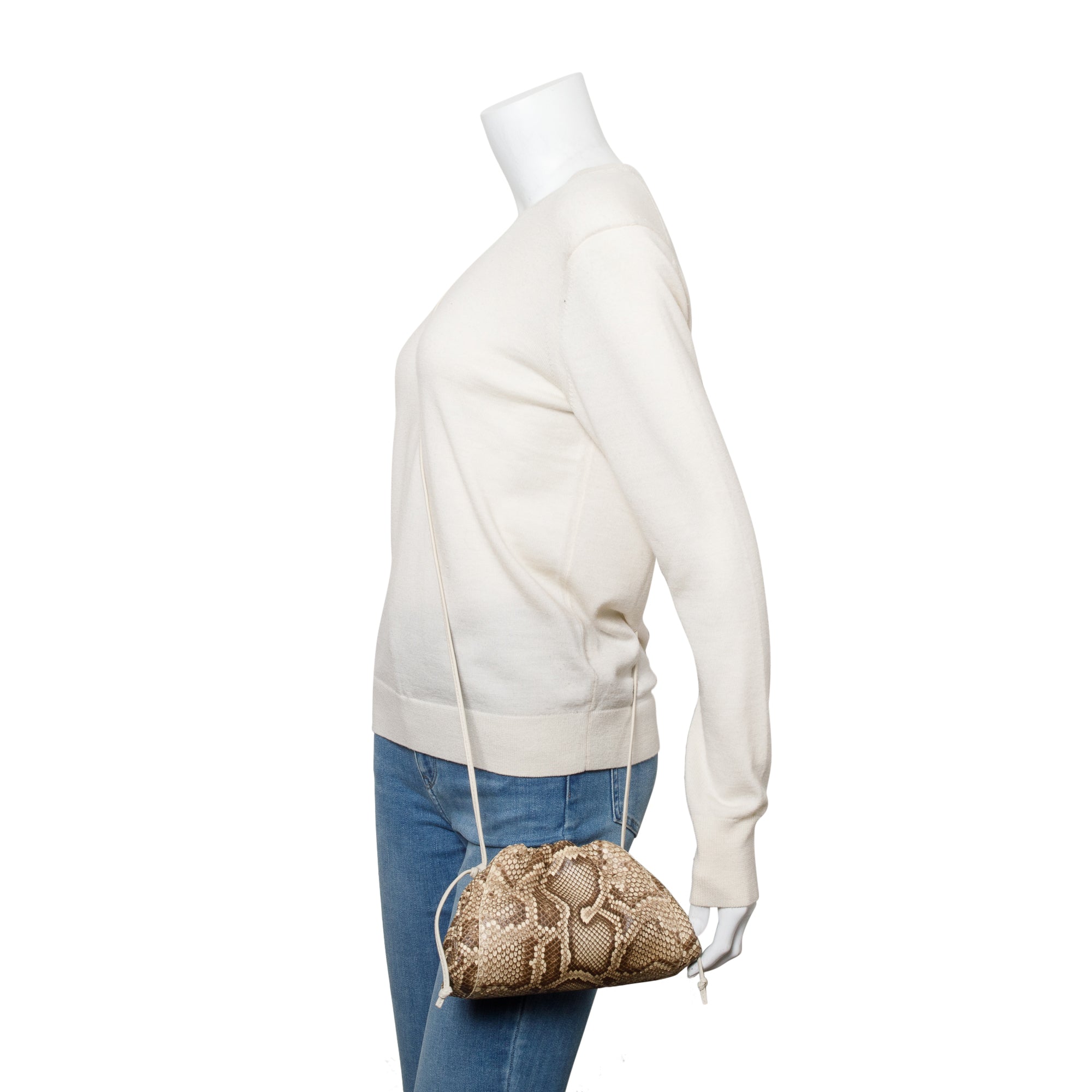Bottega Veneta Neutral Python The Mini Pouch – OLIVER'S