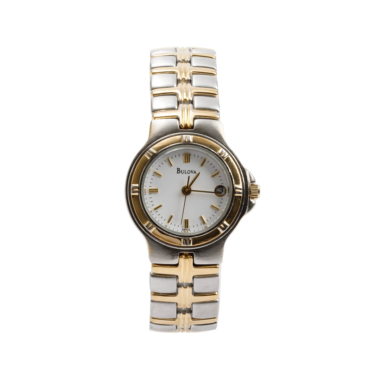 Bulova Two-Tone Stainless Steel Classic 25 MM Ladies Quartz Watch 98M3 ...