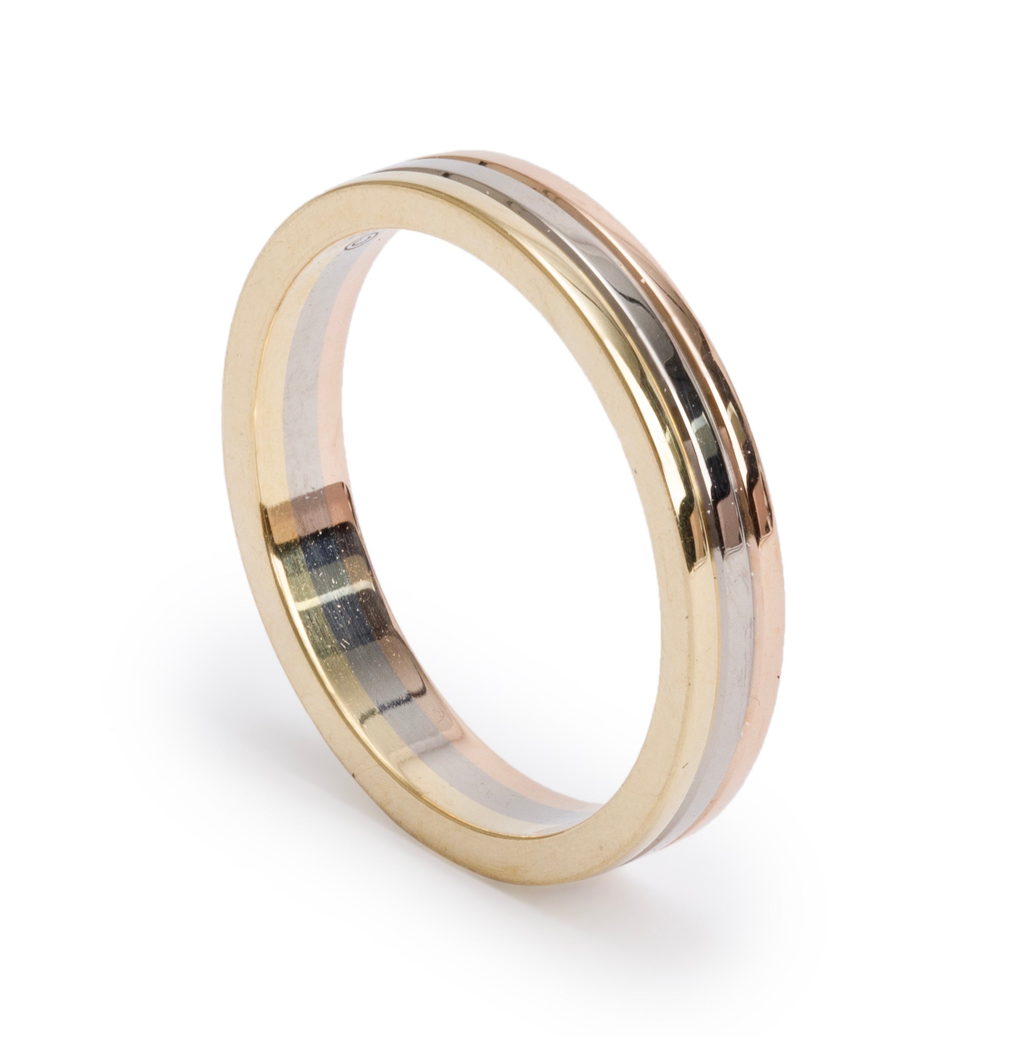 Cartier 18k Tri-Gold Vendome Louis Cartier 3.5 MM Wedding Band Ring, S – Oliver Jewellery