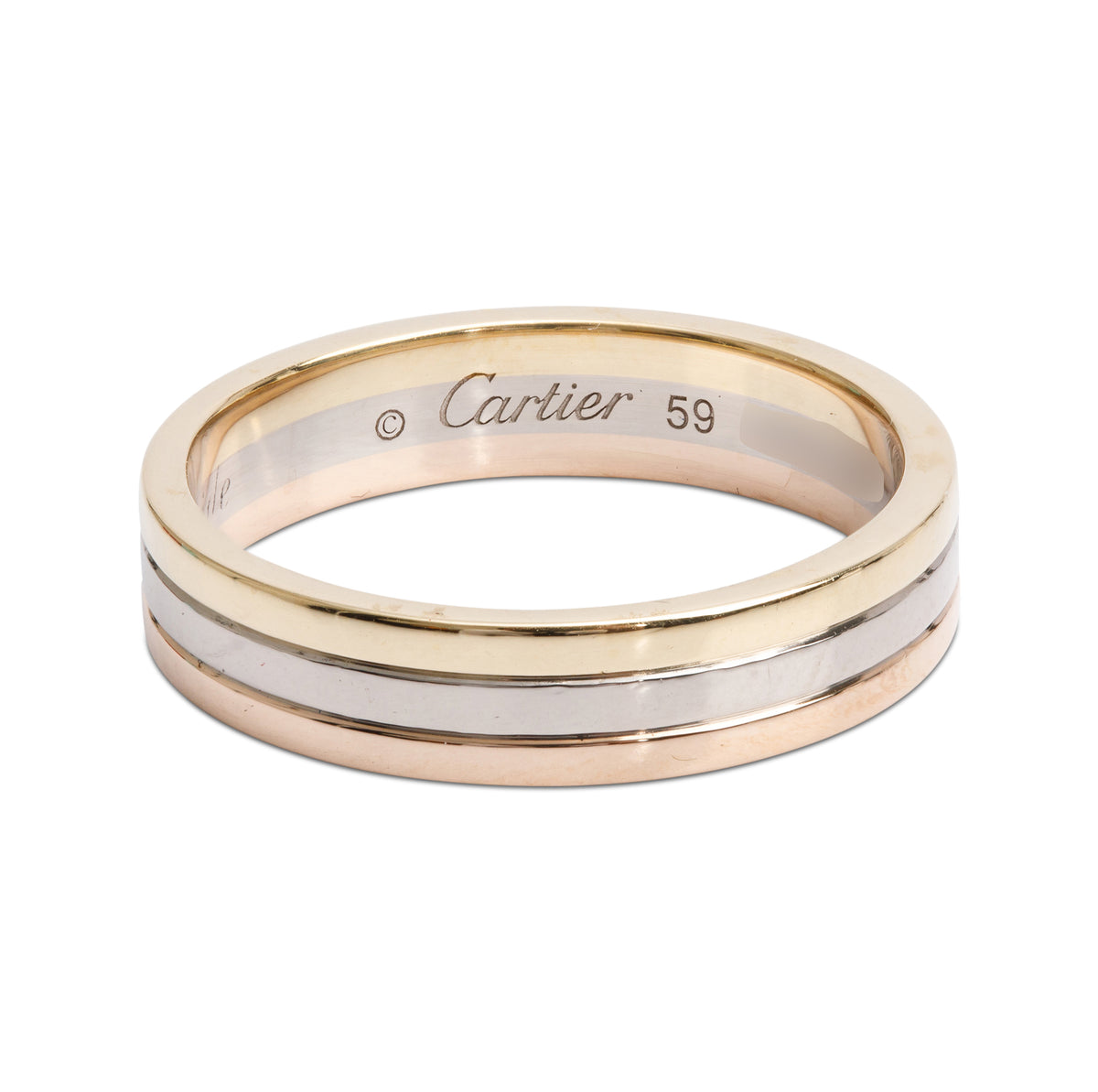 Cartier 18k Tri-Gold Vendome Louis Cartier 4.8 MM Wedding Band Ring, S ...