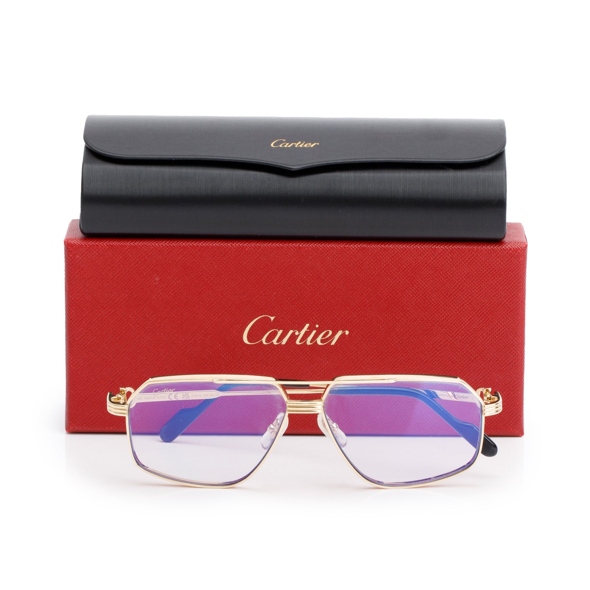 Cartier CT0270S Gold-Plated Metal Frame Trinity Eyeglasses w/ Box & Ca ...